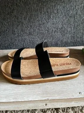 Project Cloud | Shoes | Project Cloud Black Corktop Double Strap ...